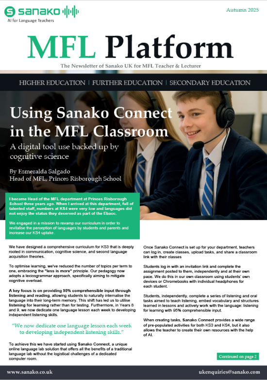 Sanako UK Ltd - Sanako MFL & Interpreting Newsletter