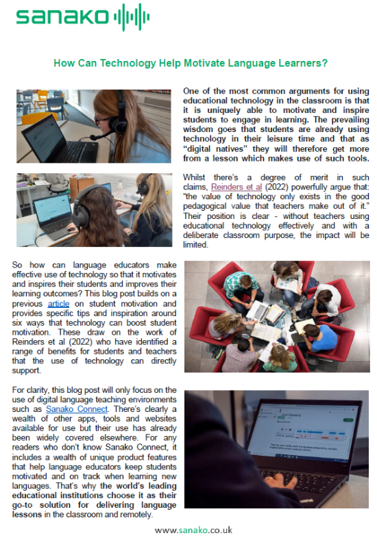 Sanako UK Ltd - How Can Technology Motivate Language Learners?